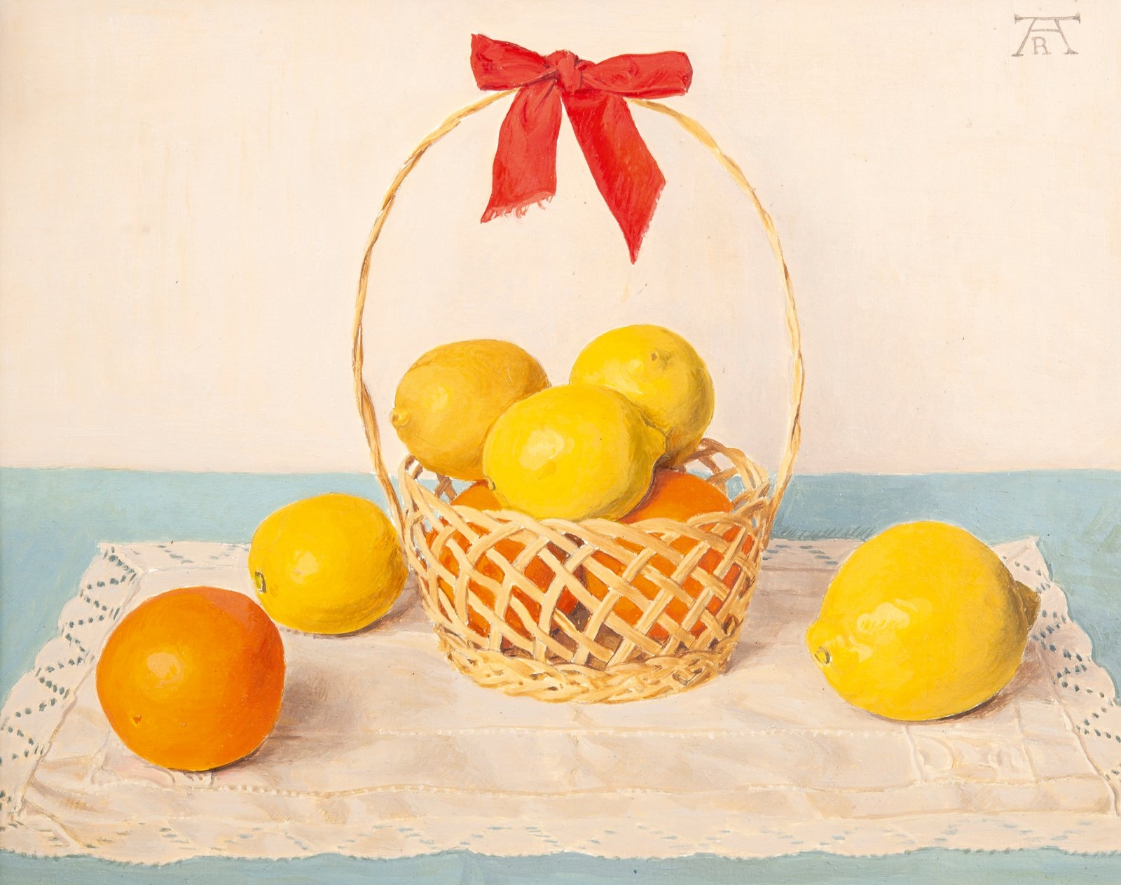 Augustin Rouart | Nature morte au panier de citrons et oranges | MutualArt