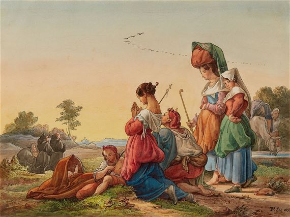 Friedrich Preller the Elder | Evening Prayers with Rome in the Distance ...