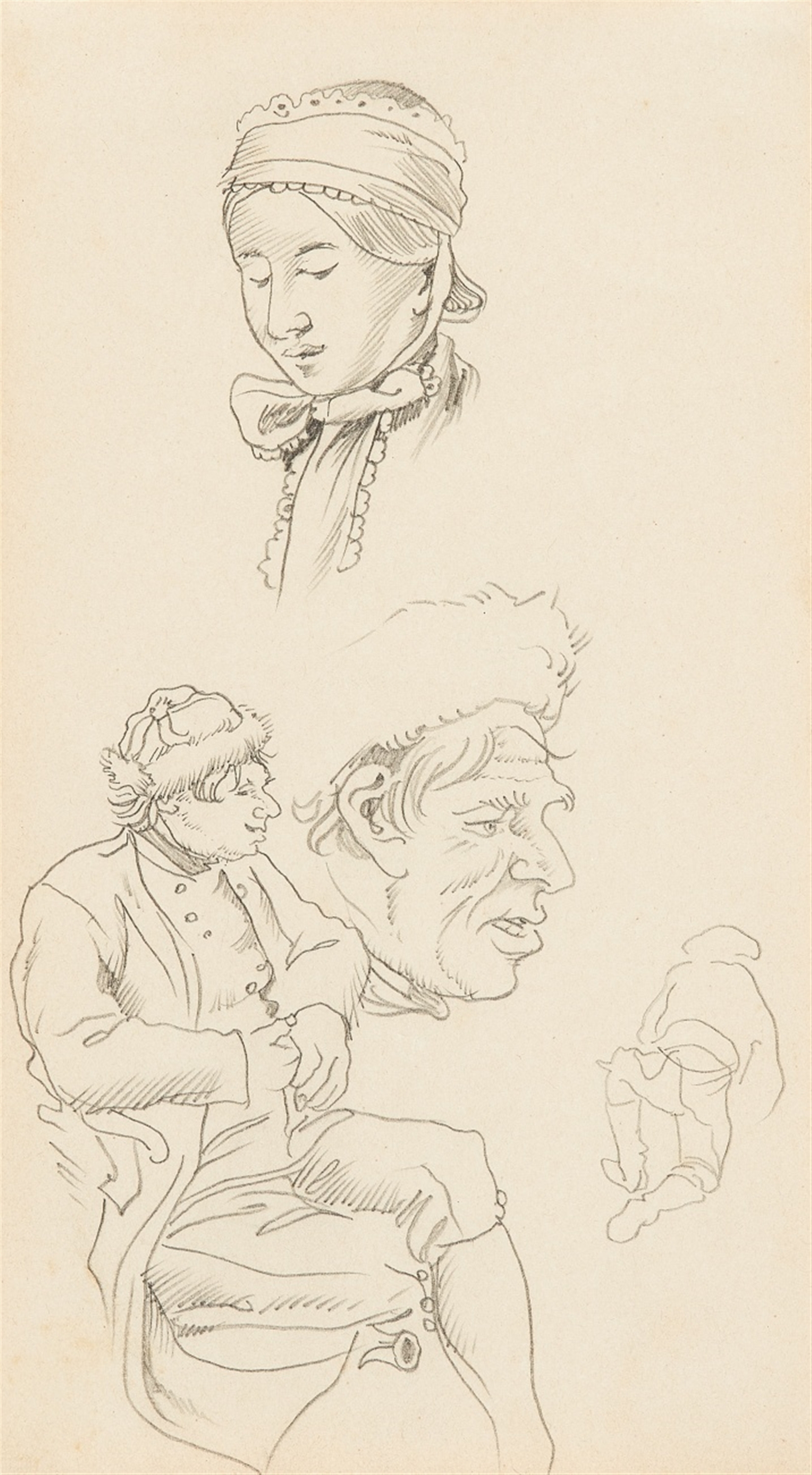 Wilhem Busch | Sketch with Four Figure Studies | MutualArt