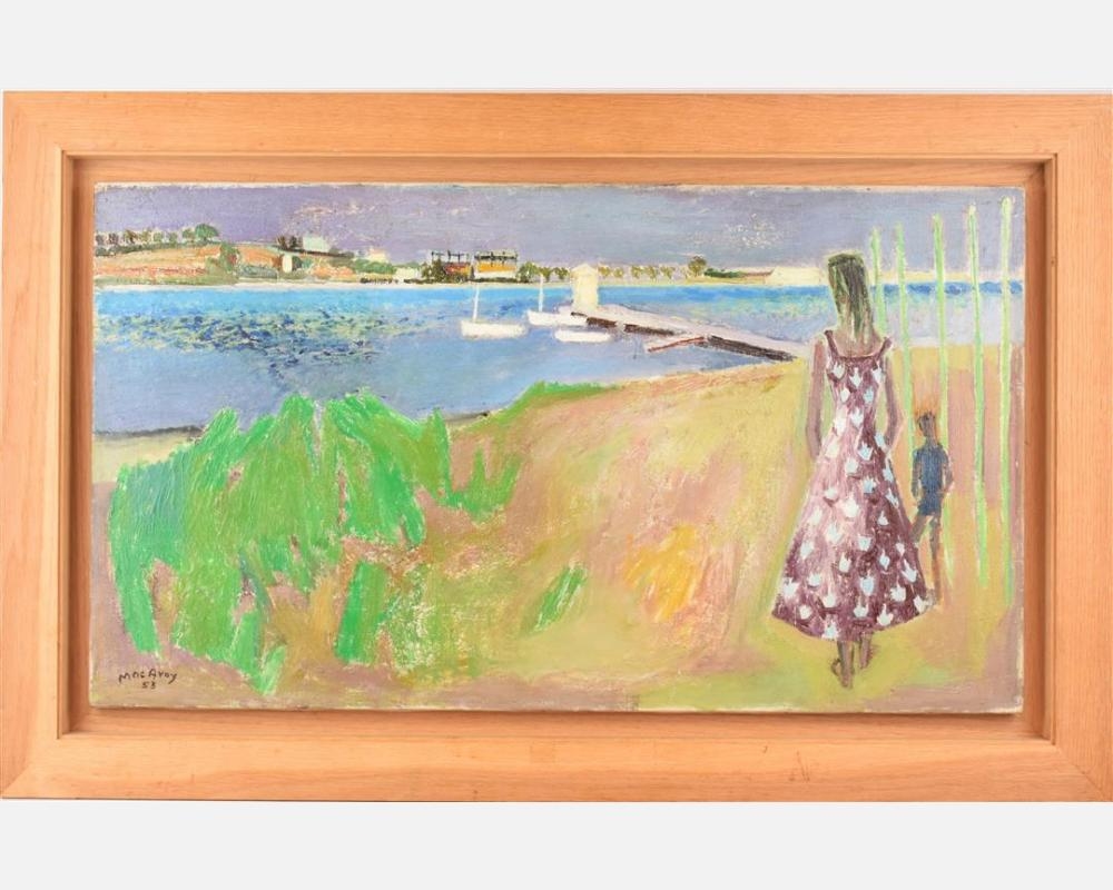 Édouard-Georges Mac-Avoy | Promenade au bord de l'eau (1953) | MutualArt