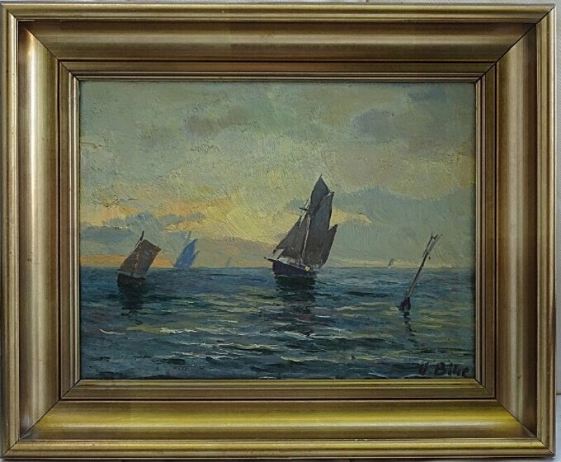 Vilhelm Bille | Seascape with ships | MutualArt