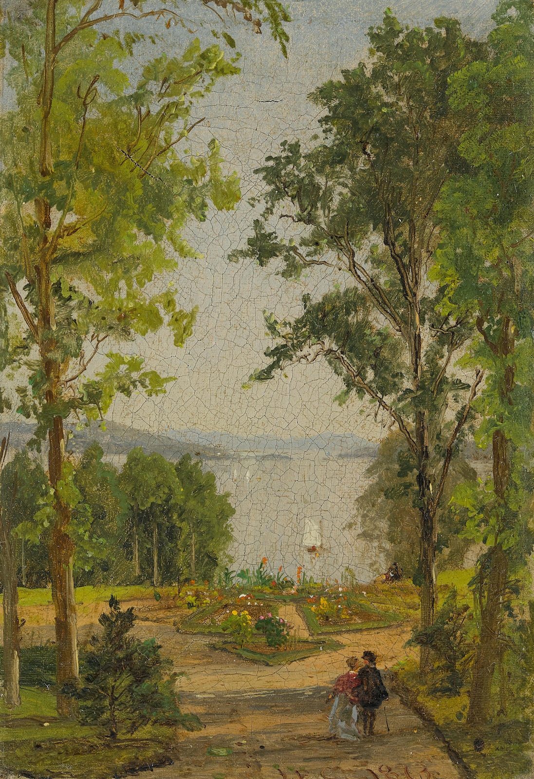 Jasper Francis Cropsey | Hudson River Landscape with Figures | MutualArt