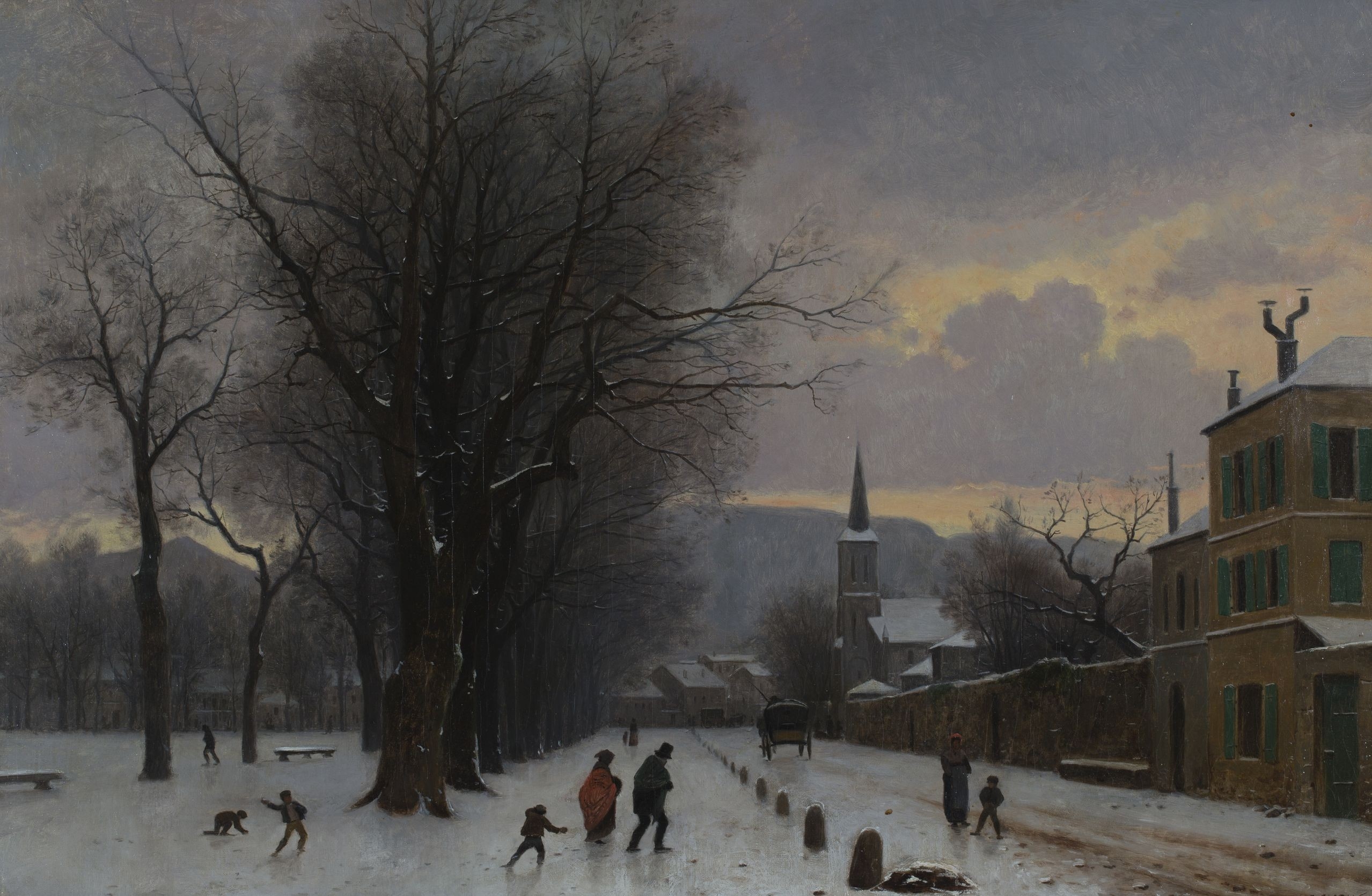Castan Gustave | Plaine de Plainpalais en hiver et bataille de boules ...