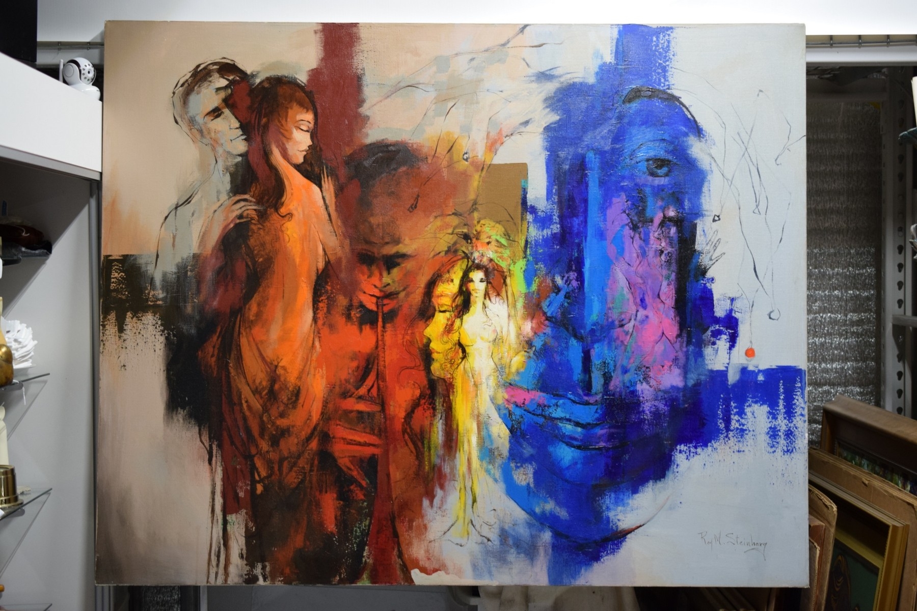 Roy M. Steinberg | Painting depicting multiple abstract figures and ...