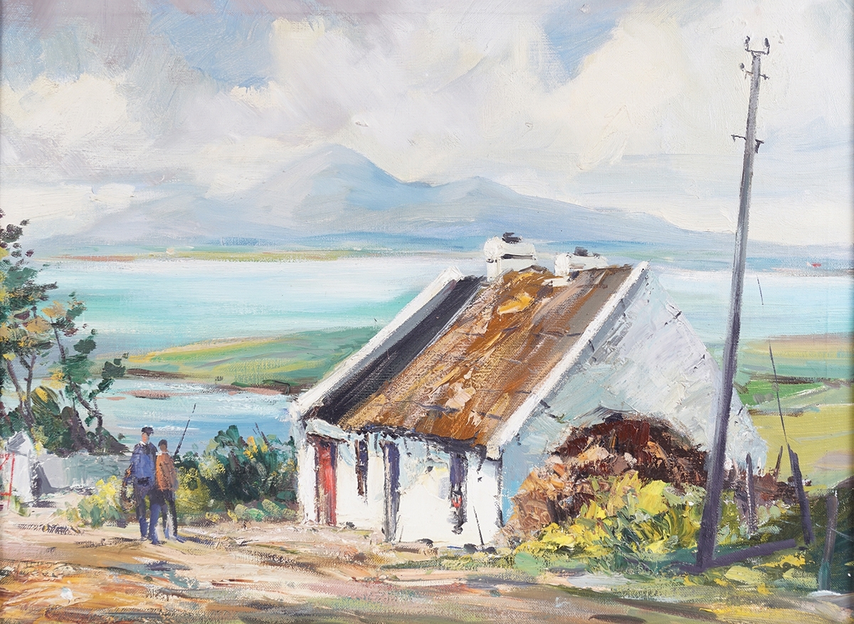 Kenneth Webb | Cottage and figures | MutualArt