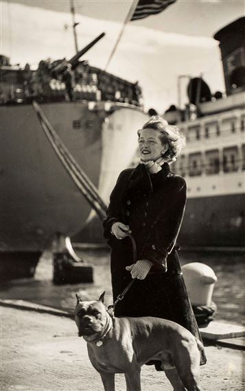 Ronny Jaques | Bette Davis, walking her dog in New York docks | MutualArt