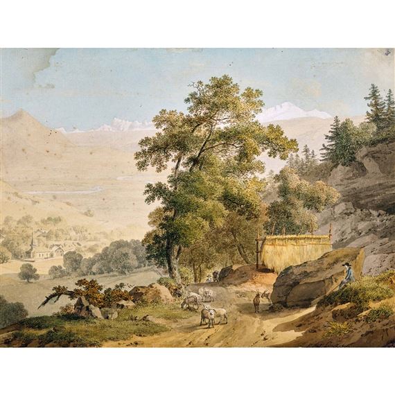 Jean-Antoine Linck | Vue du Village de Mounetiez du Mole et du Mont ...