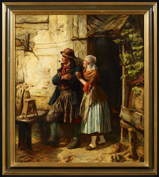 Carl Wilhelm Hübner | Young Couple (1865) | MutualArt