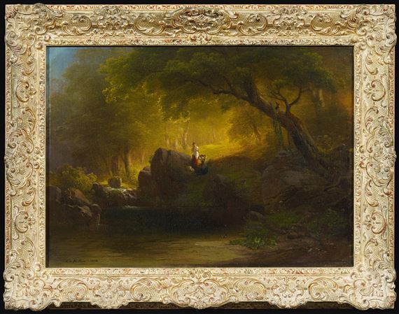 Karl Millner | Women at the Spring in the Forest (1855) | MutualArt