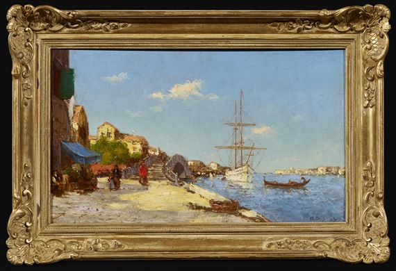 Albert Ferdinand‏ Duprat | Sailing Ship in the Lagoon off Venice ...