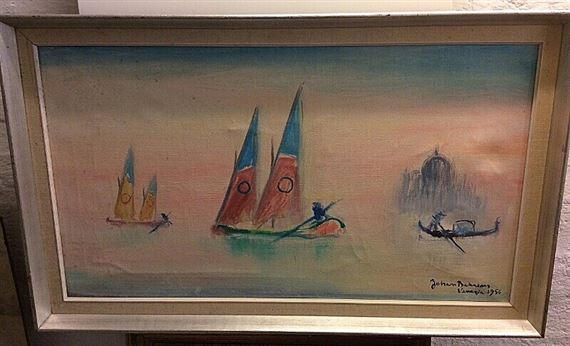 Johan Behrens | Composition with ships and gondola | MutualArt