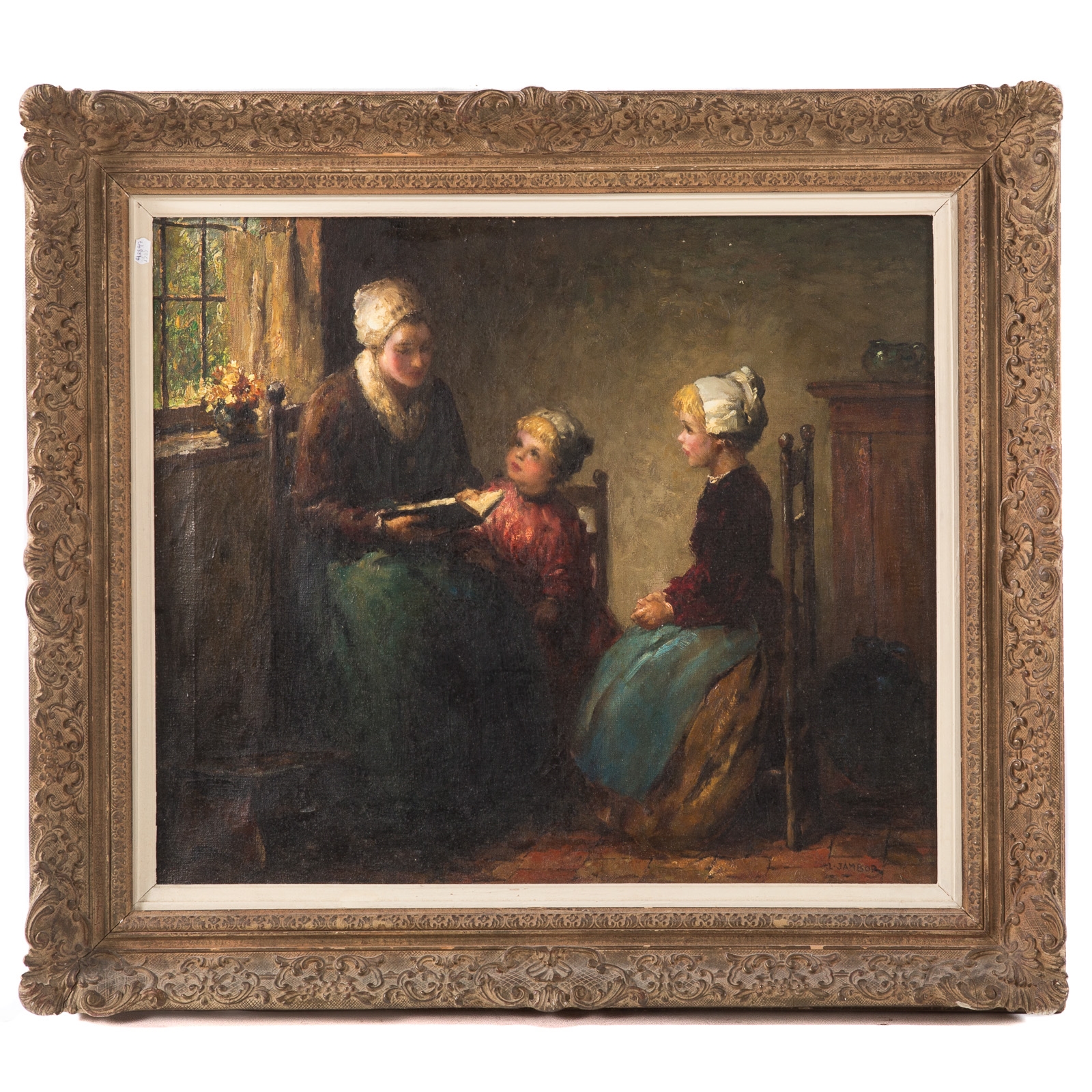 Lajos Jambor | Mother Reading to Children | MutualArt