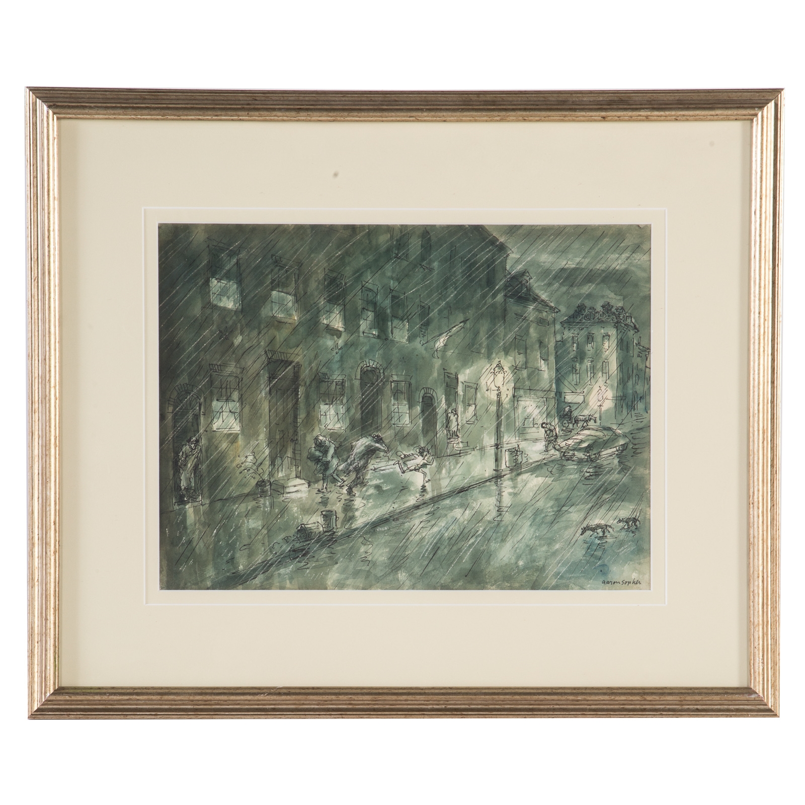 Aaron Sopher | Baltimore Street in the Rain | MutualArt