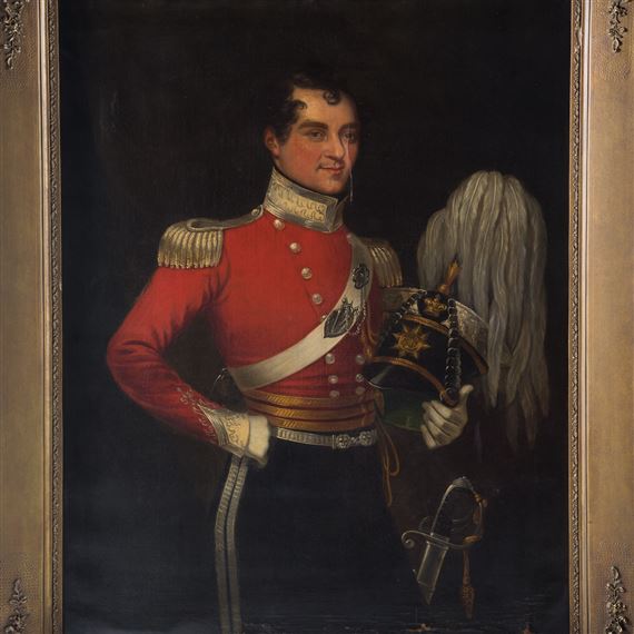 British School, 19th Century | Depicting an officer holding a Shako ...