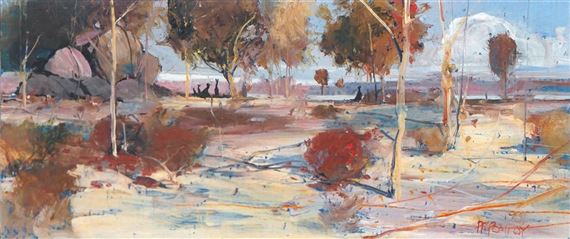 Phillip R. Pomroy | Landscape with Kangaroos (1989) | MutualArt