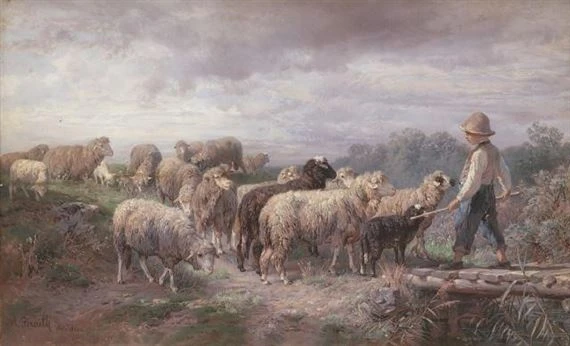 Shepherd Boy With Sheep