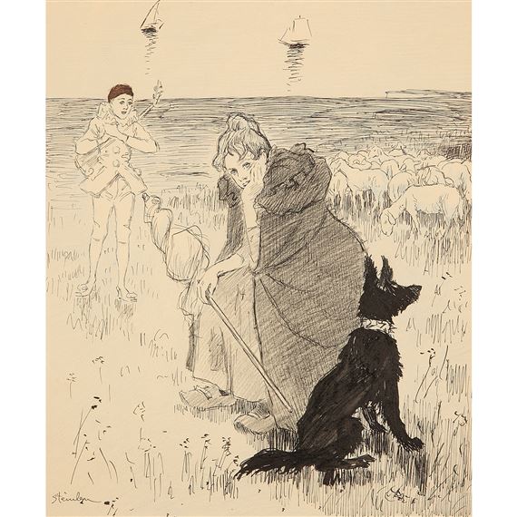 Théophile Alexandre Steinlen | Pierrot et la bergère | MutualArt