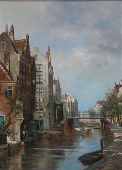 Jan Gerard Smits | Flatboats on the beach (1876) | MutualArt