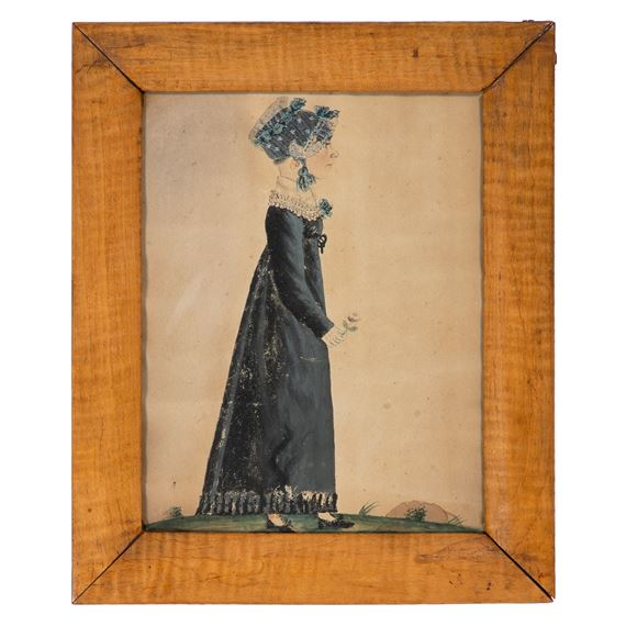 Jacob Maentel | A full-length profile portrait in watercolor of a woman ...