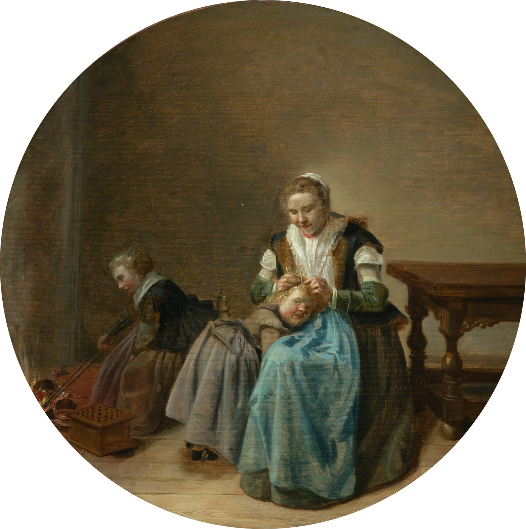 Dirck Hals | A MOTHER SEARCHING HER CHILDREN FOR NITS, A CHILD STOKING ...