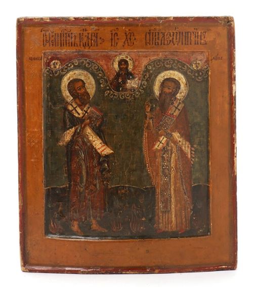 Russian School, 17th Century | Icon depicting two saints | MutualArt
