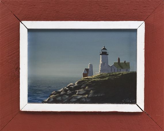 Charles R. Selmi | Lighthouse on a rocky ledge | MutualArt