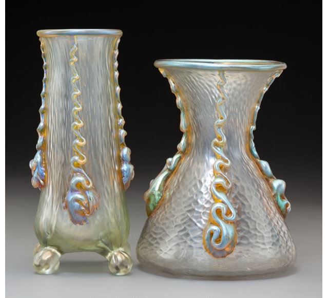 Loetz | Two Loetz Glass Nautilus Vases | MutualArt
