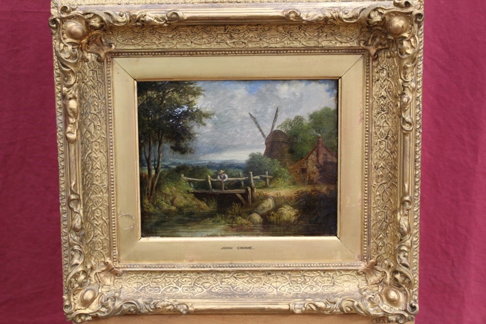 John Crome | Extensive East Anglian landscape with a figure fishing ...