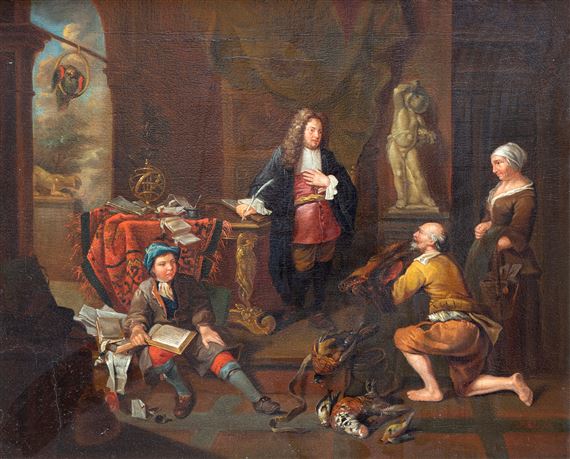 Pieter Fontijn | A man offering hunted game to a rich nobleman | MutualArt