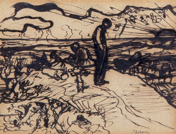 Jan Toorop | Figures in the dunes (1926) | MutualArt