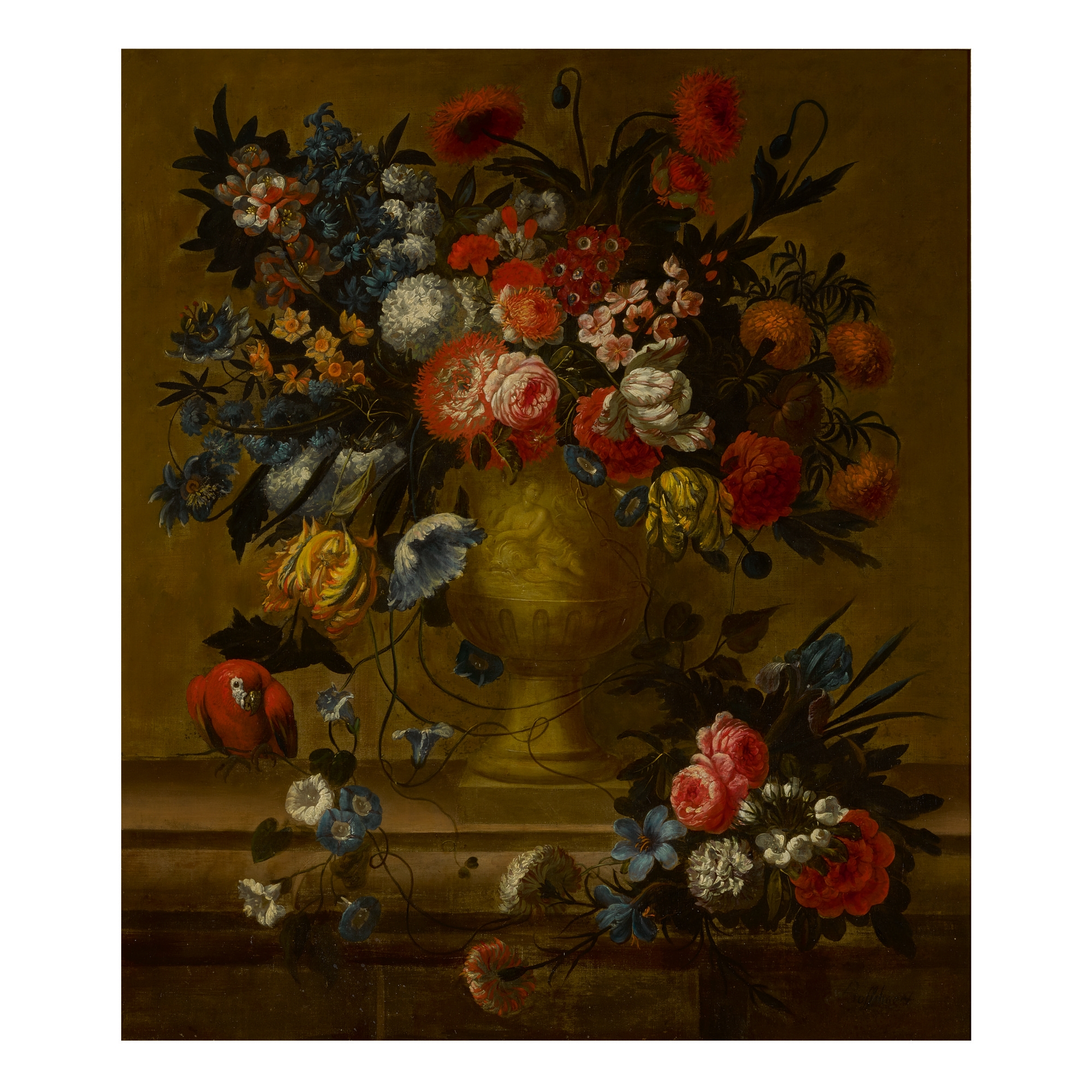 Jan Baptist Bosschaert | A Still Life of Flowers in a Gilt Vase with a ...