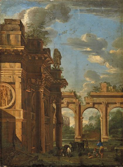 Viviano Codazzi | Capriccio With the Arch of Constantine and Figure ...