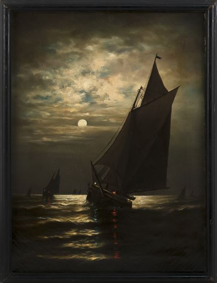 James Gale Tyler | Sailing under a full moon | MutualArt