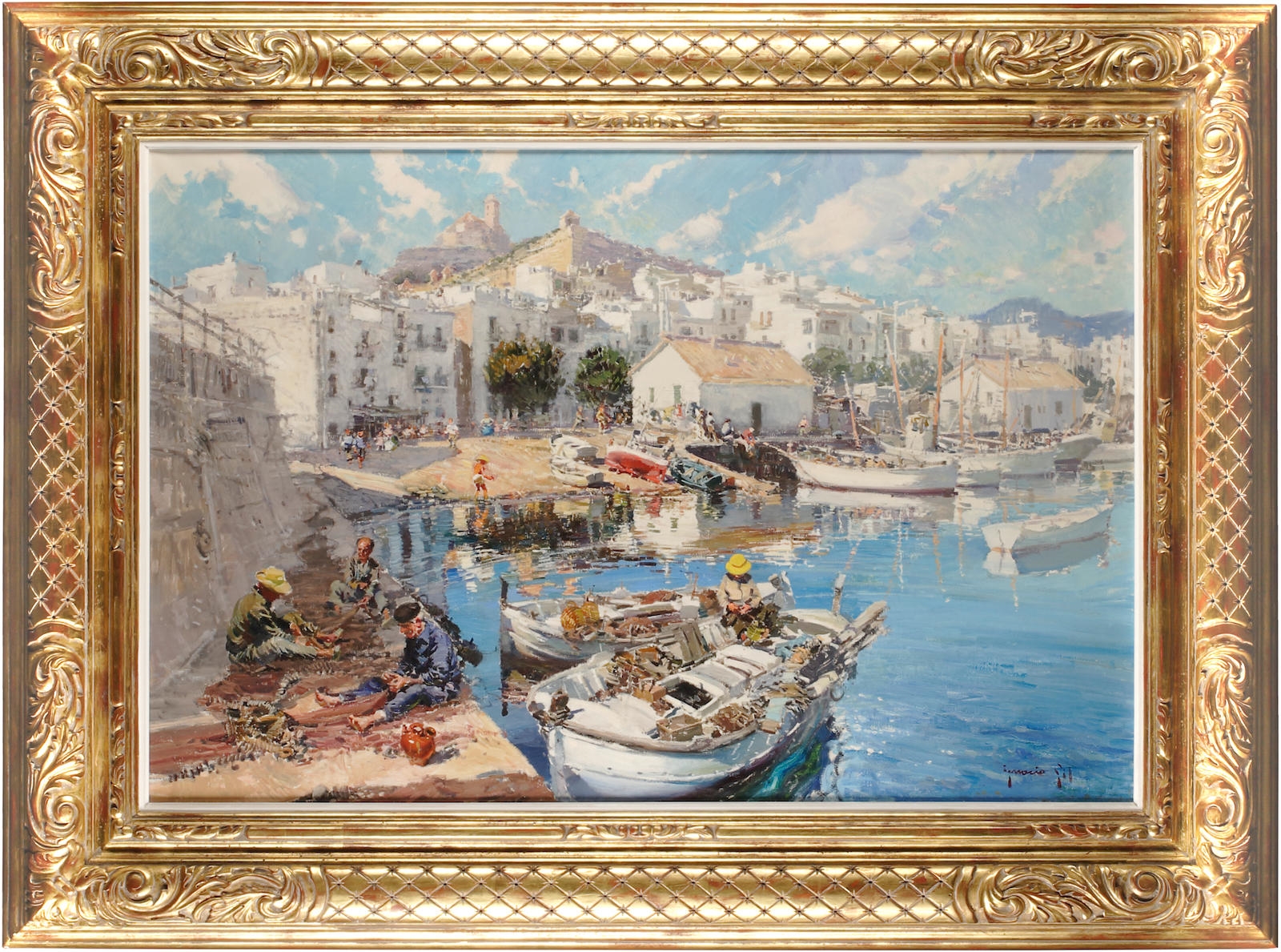 Ignasi Gil i Sala | A Mediterranean coastal scene with fisherfolk ...