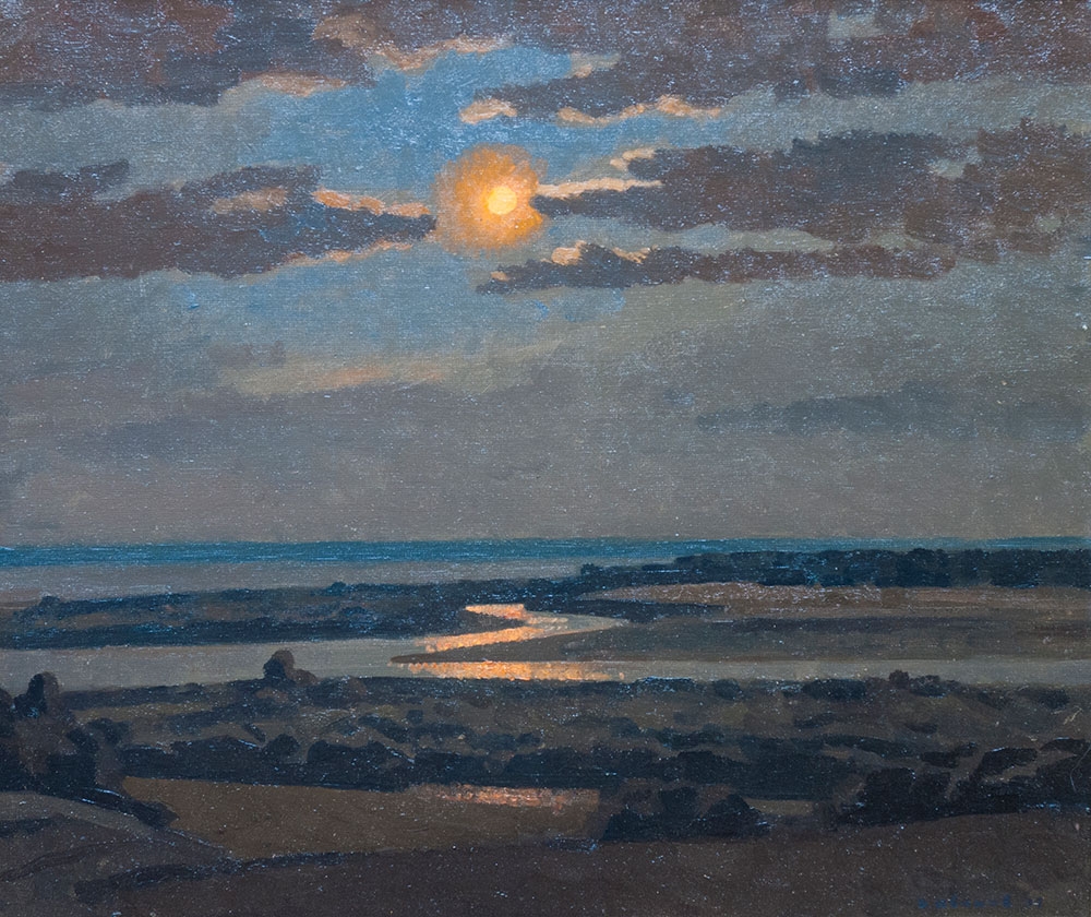 Victor Ivanov | Moon over the Oka river (1997) | MutualArt