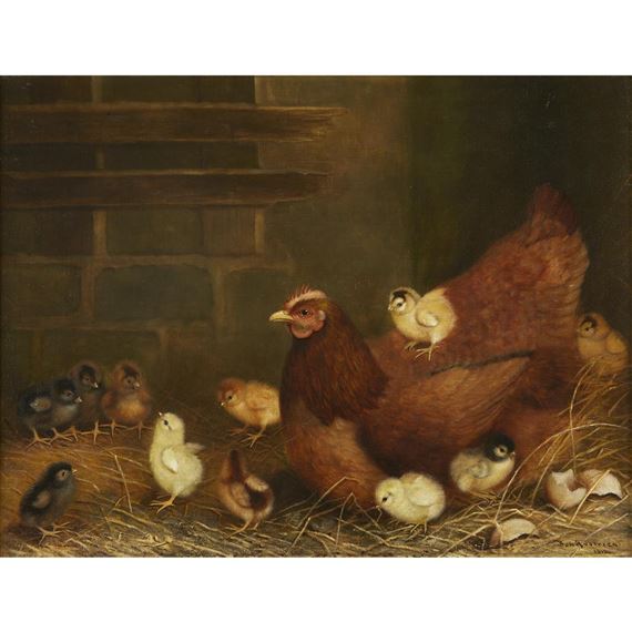 Ben Austrian | HEN WITH CHICKS (1912) | MutualArt