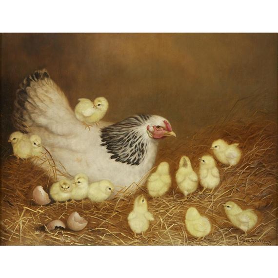 Ben Austrian | WHITE HEN WITH CHICKENS (1913) | MutualArt