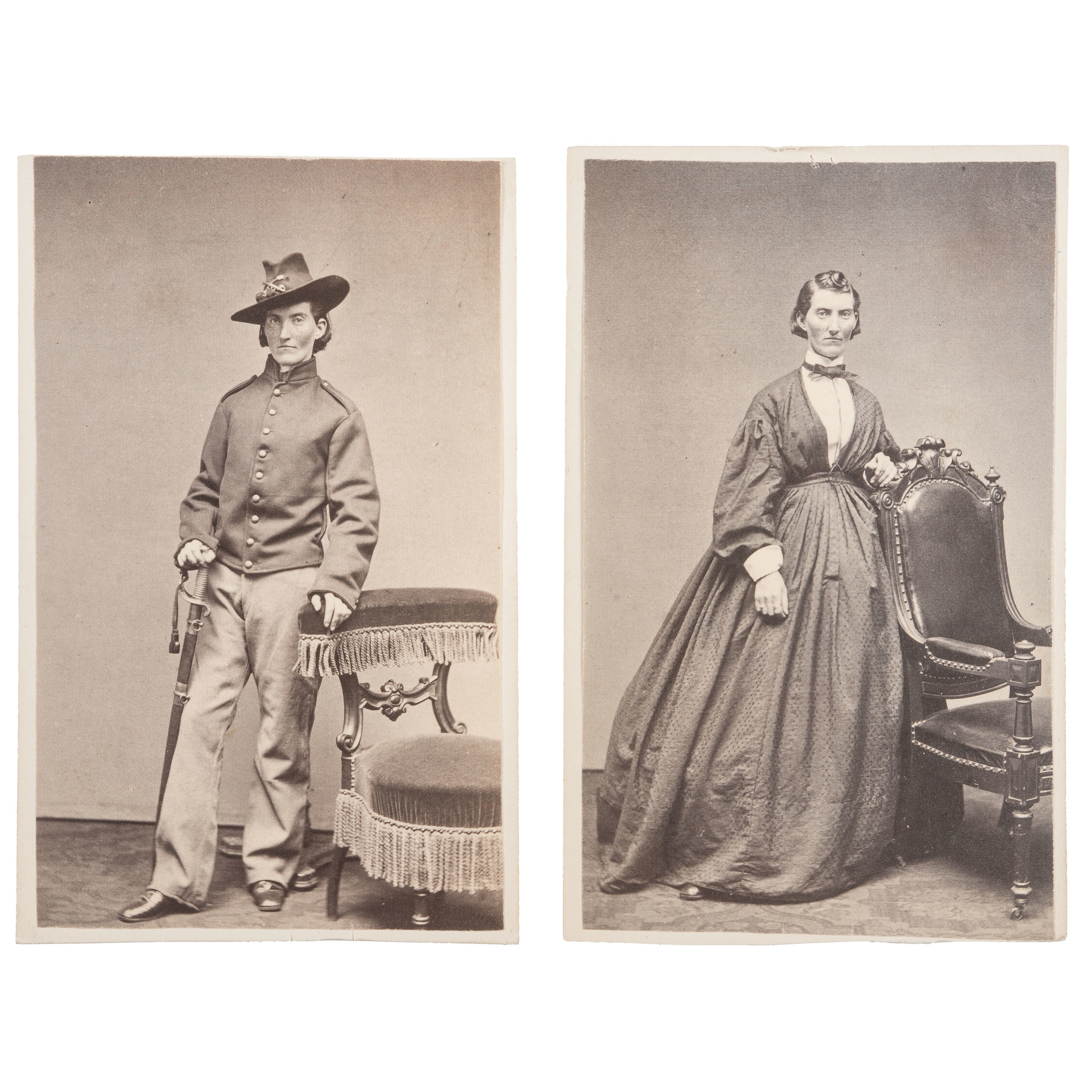 Samuel Masury | Pair of Civil War CDVs of Frances Clayton by S. Masury ...
