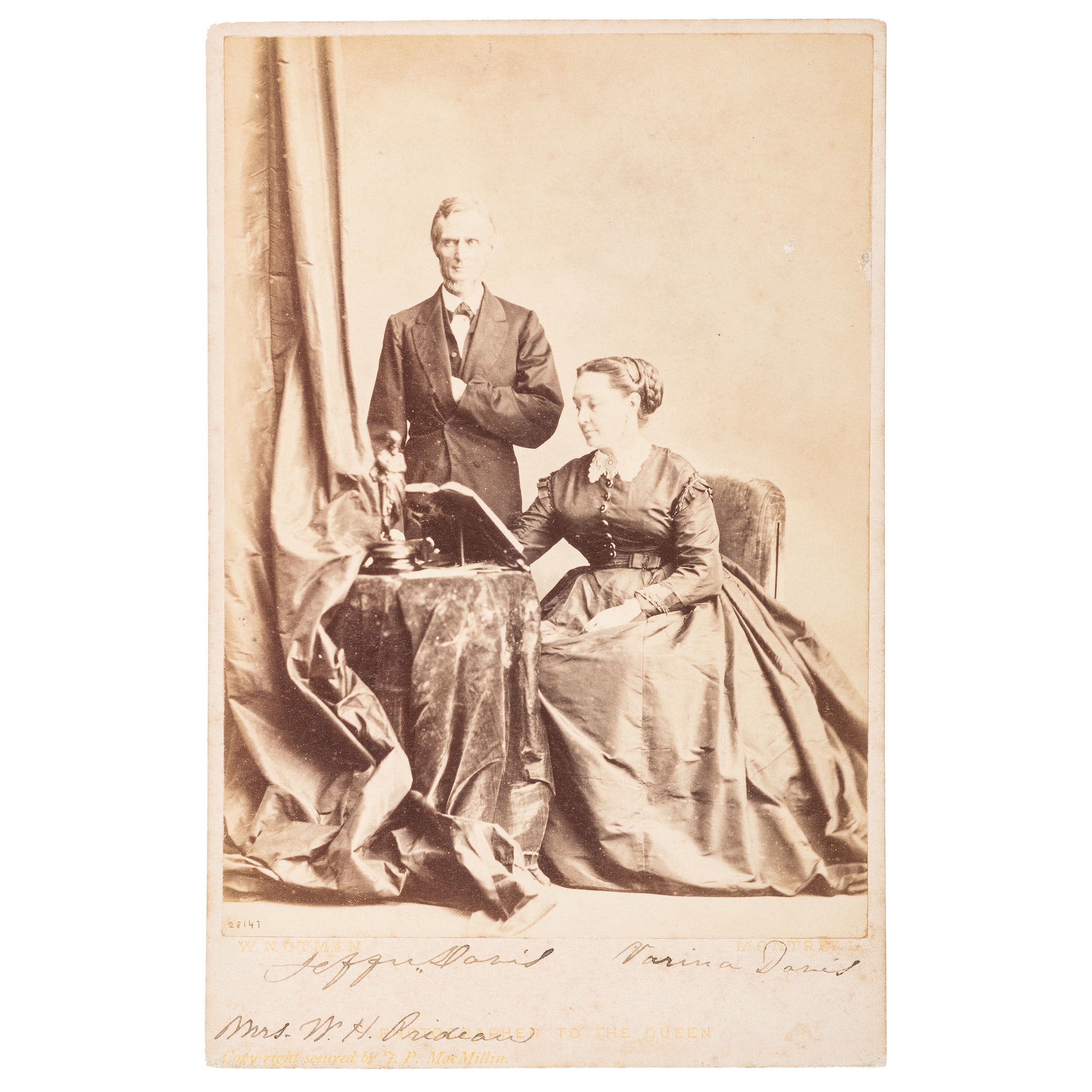 William Notman | Jefferson Davis and Varina Davis Signed Cabinet Card ...