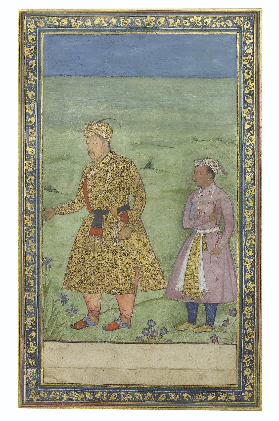 Mughal School, 17th Century | AKBAR WITH PRINCE KHURRAM | MutualArt