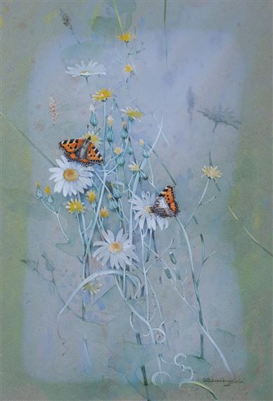 Gordon Beningfield | Small tortoiseshell butterflies | MutualArt