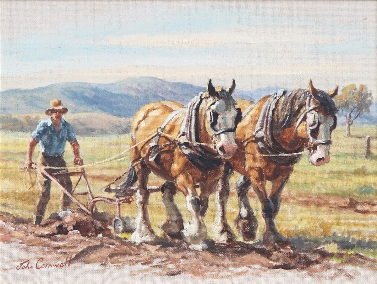 John Cornwell | Paul with Prince and Pansy, Plough the Paddock | MutualArt