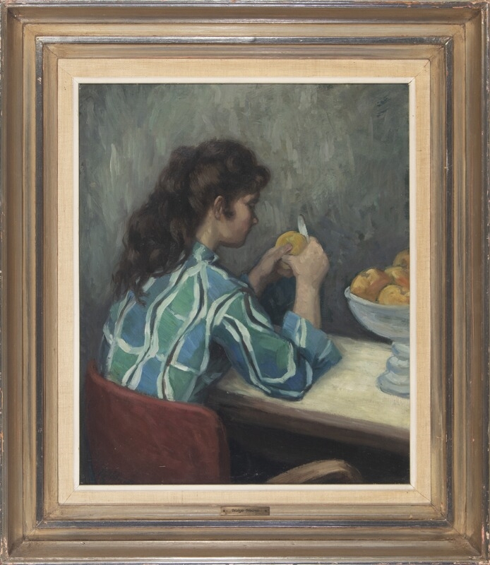 Helme Helge | Young woman peeling fruit | MutualArt
