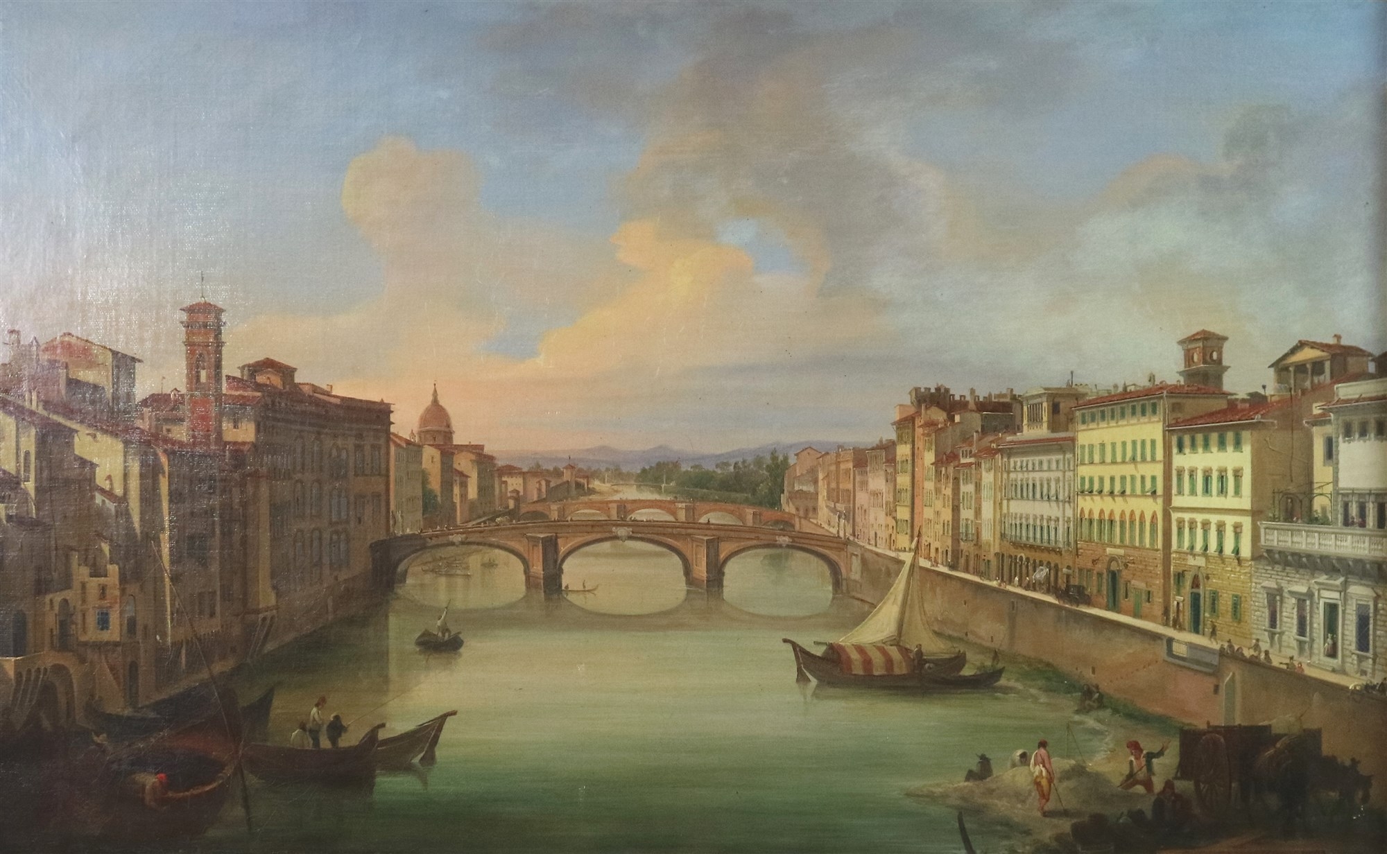 Giovanni Signorini | The Arno from the Ponte Vecchio (1846) | MutualArt