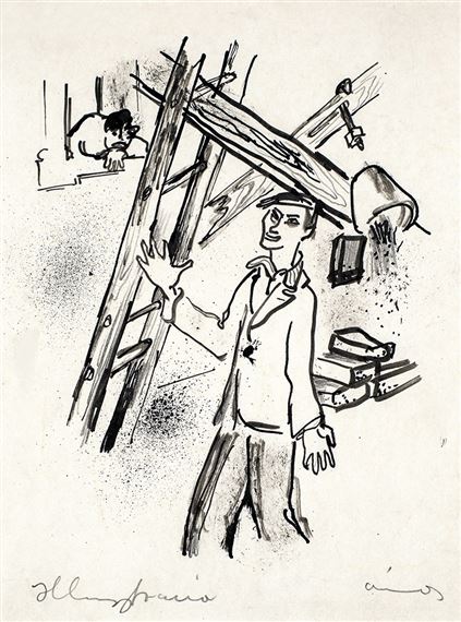 Imre Ámos | Painter with Ladder | MutualArt