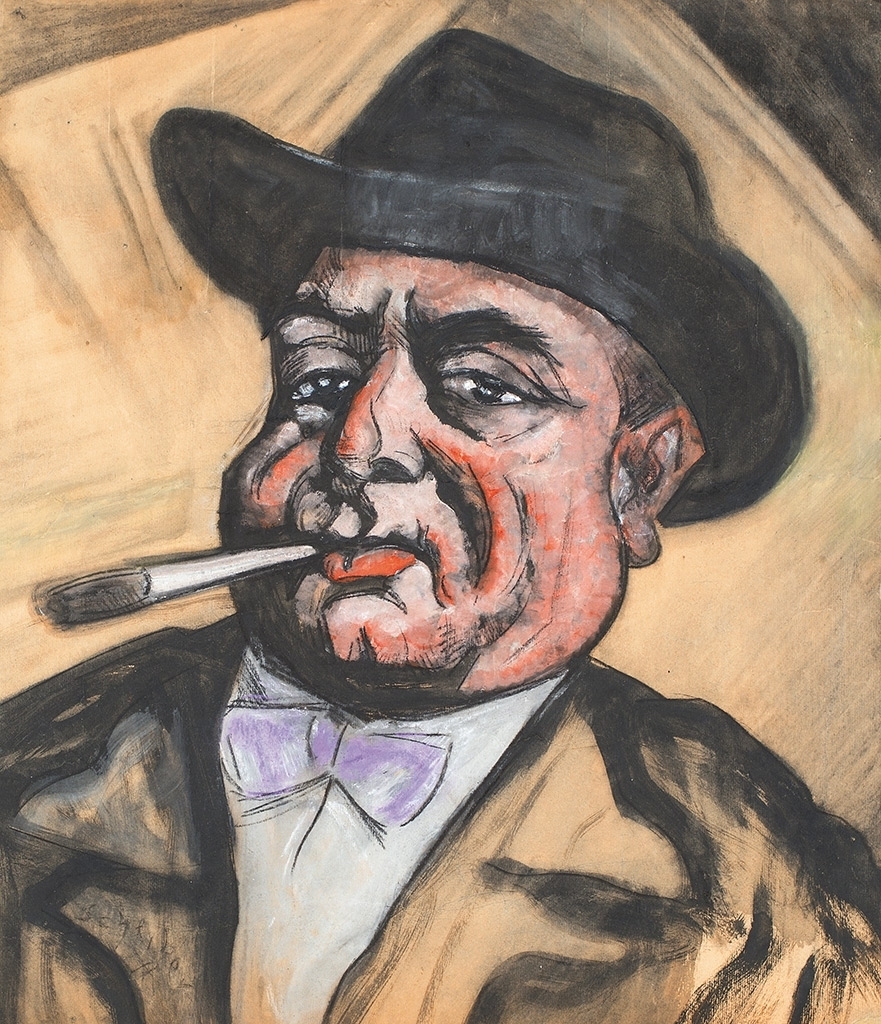 Hugó Scheiber | Self-Portrait with Cigarette | MutualArt
