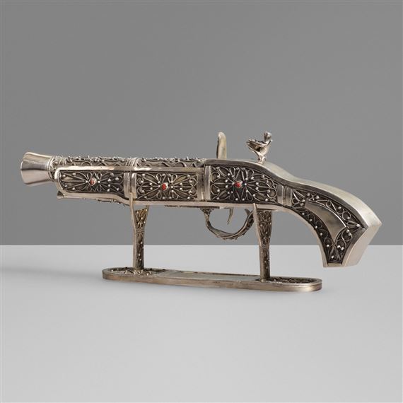 Italian School, 20th Century | sterling silver flintlock pistol model ...