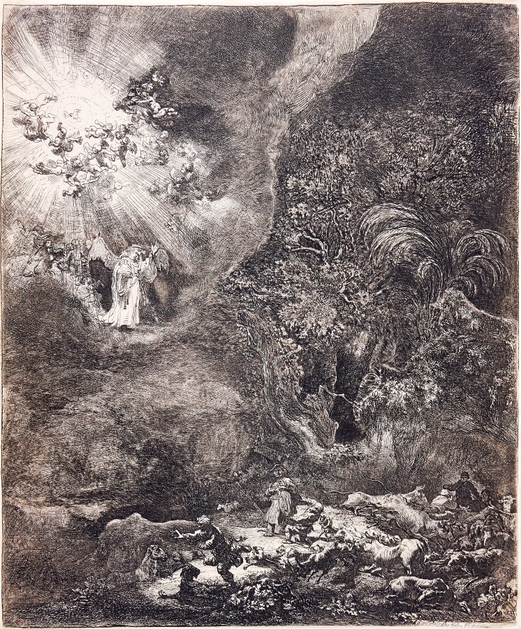 Rembrandt van Rijn | The Angel Appearing to the Shepherds (1634 ...