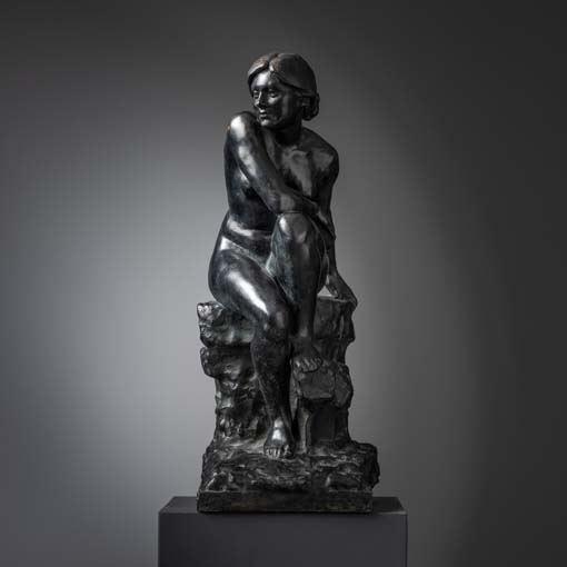 Paul Paulin | Young woman on a rock (1902) | MutualArt