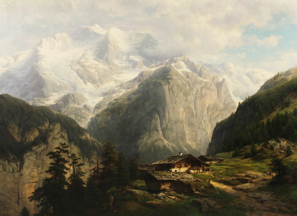 Joseph Jansen | ALPINE SCENE PAINTING HAVING CHILDREN PLAYING NEAR ...